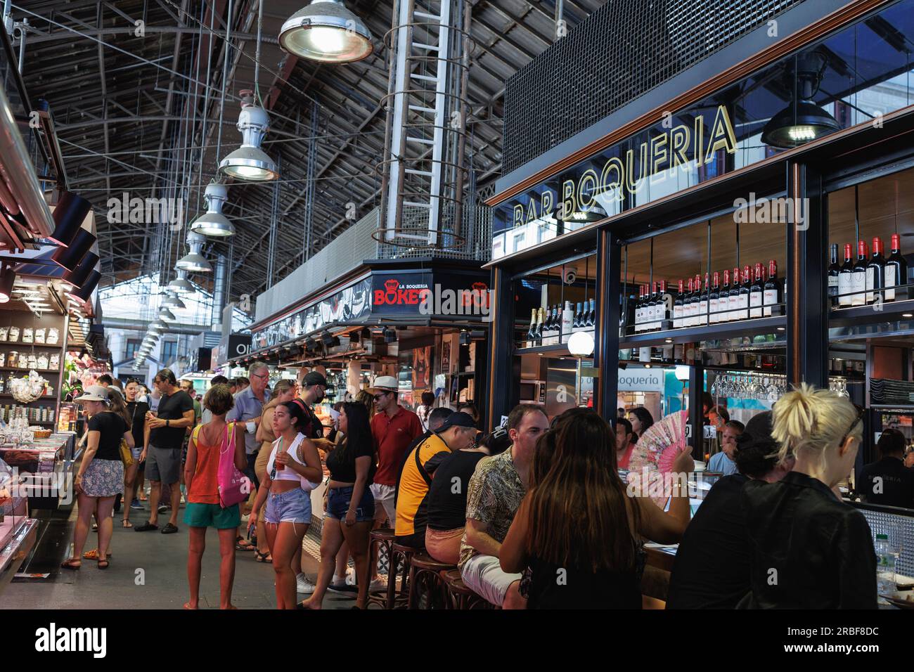 People Walking among the Food Stands of La Boqueria, the Famous Food ...
