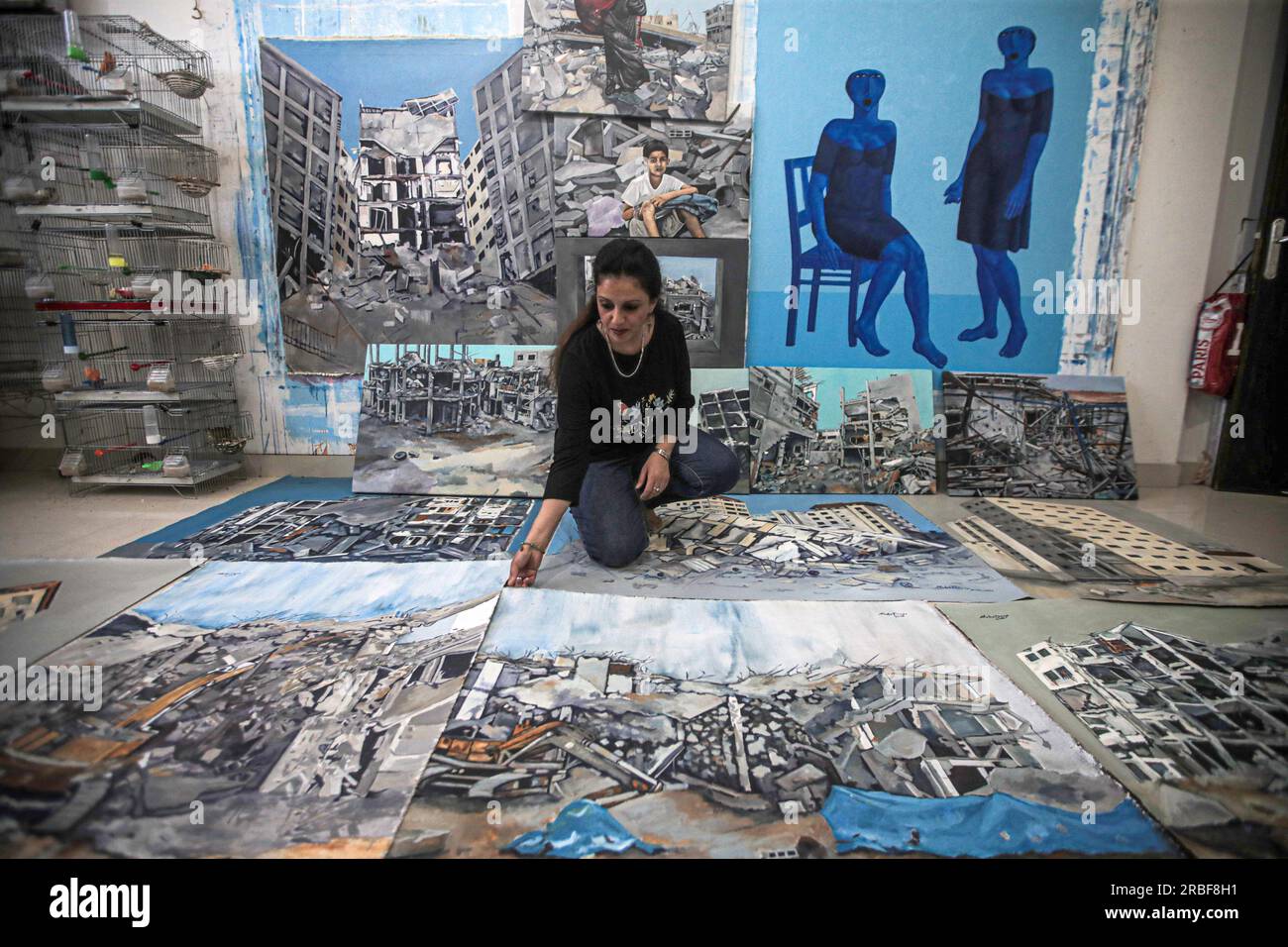 Palestinian artist Maha Al-Dayya has painted artworks of the houses ...