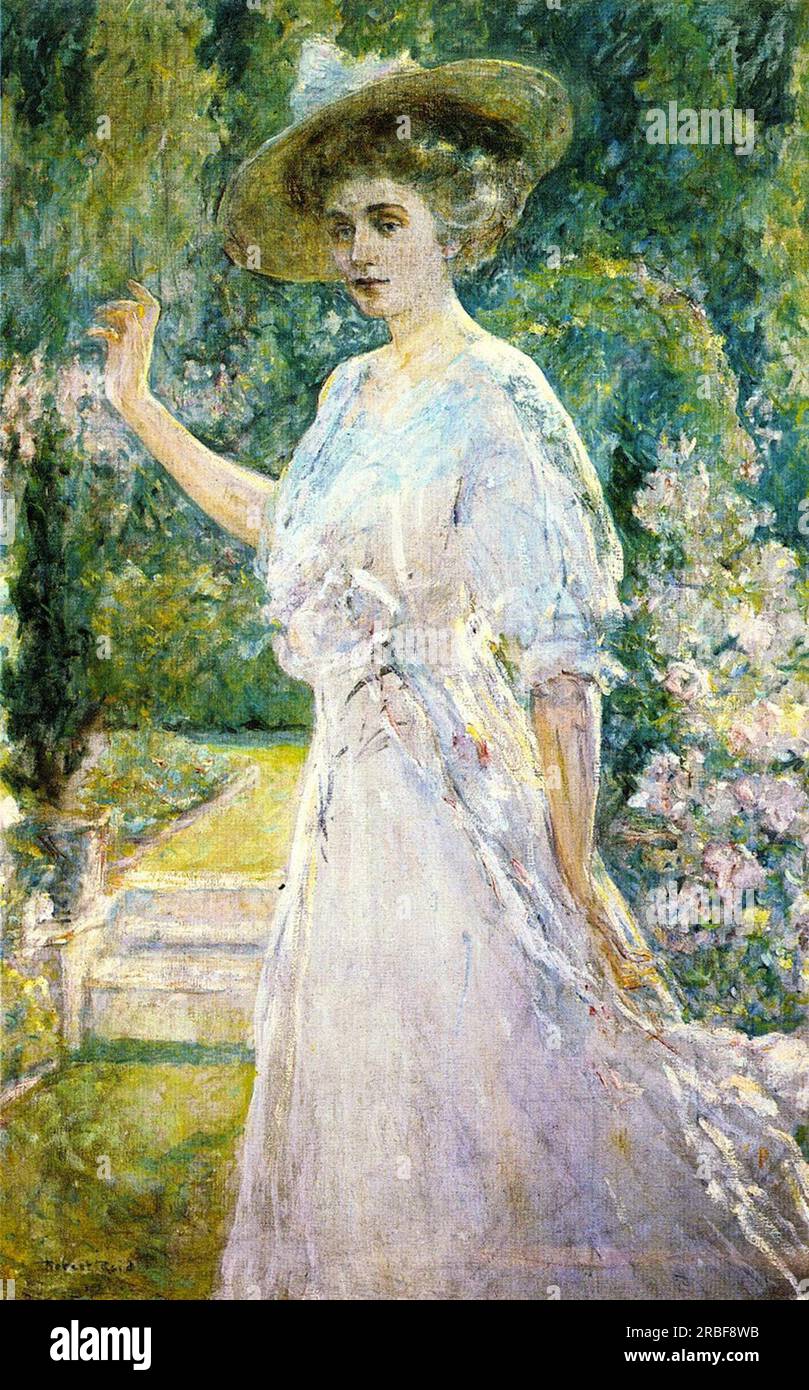 On the Terrace by Robert Lewis Reid Stock Photo - Alamy