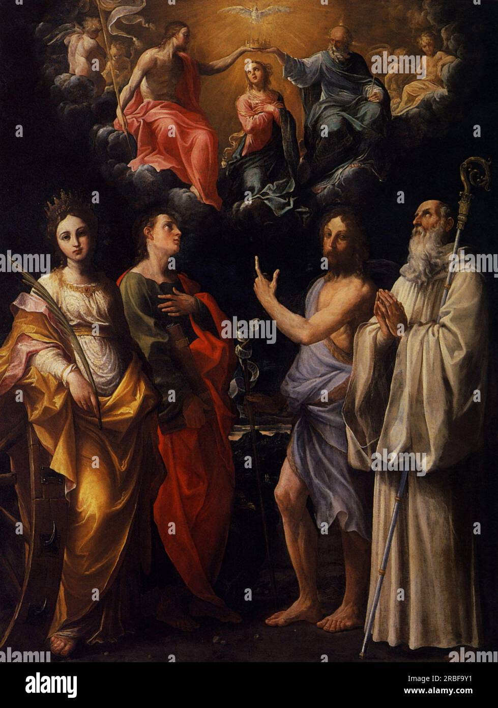 Coronation of the Virgin with St. Catherine of Alexandria, St. John the ...