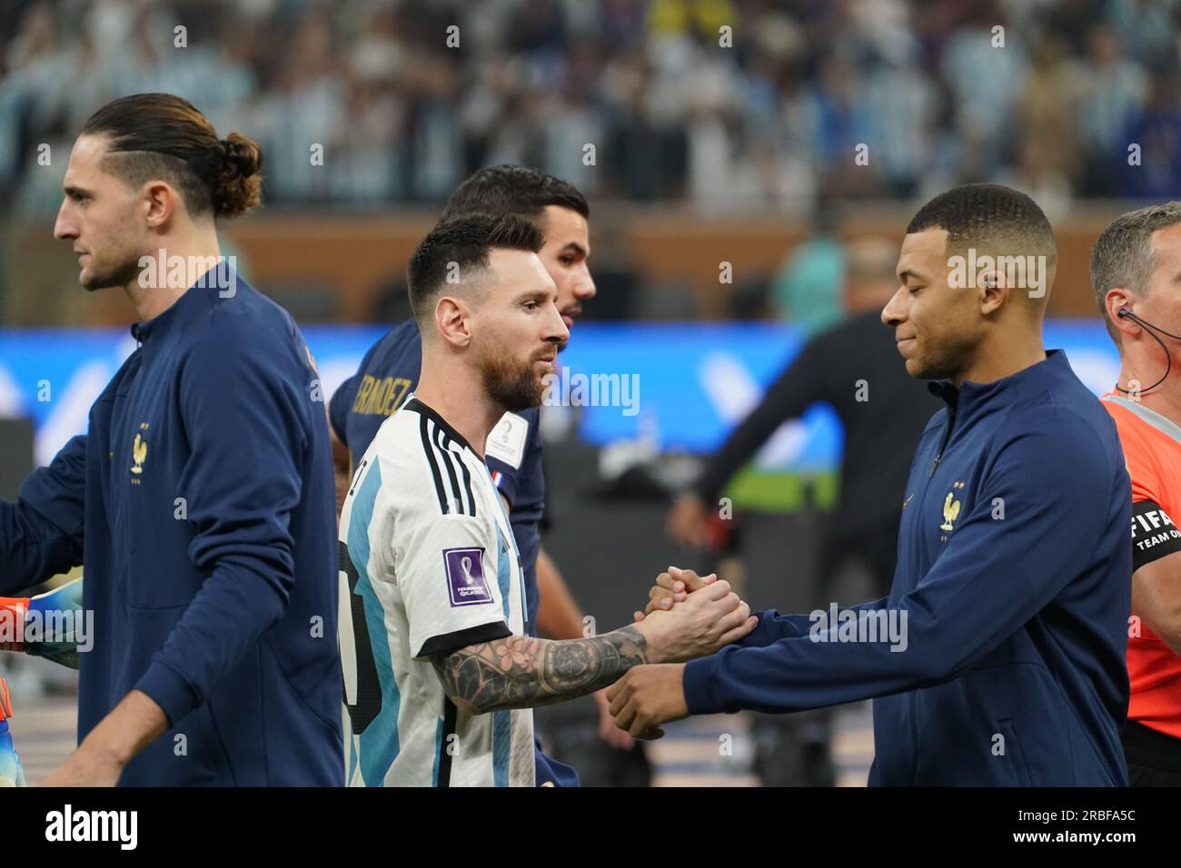 Lusail, Qatar, 18th. December 2022. Lionel Messi and Kylian Mbappe in ...