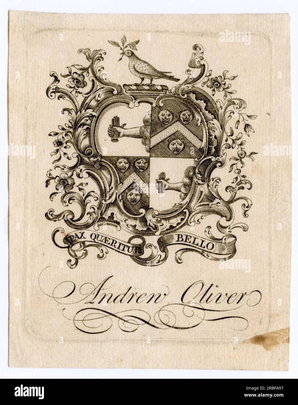 Andrew Oliver Bookplate by Paul Revere Stock Photo - Alamy