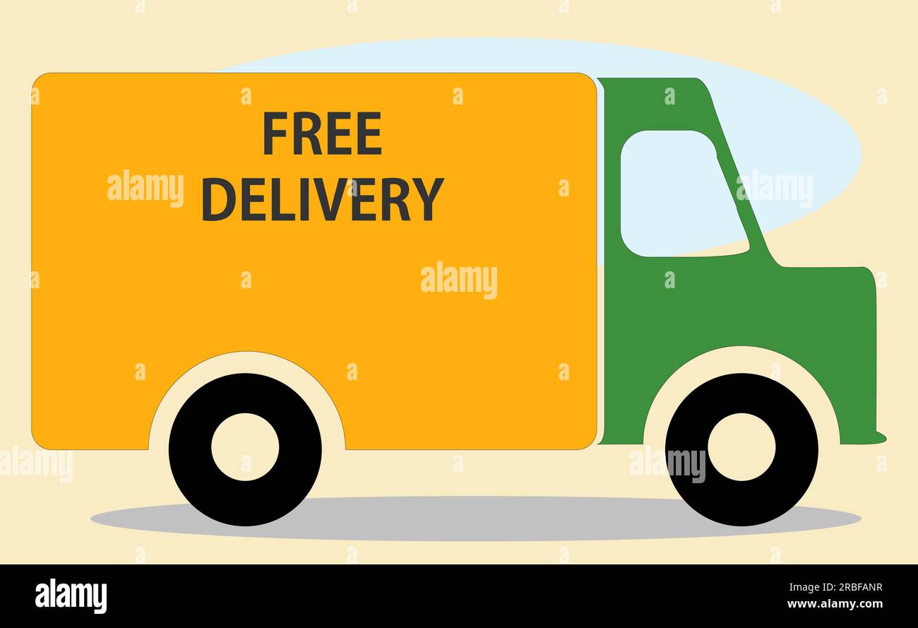 Truck icon with free delivery service logo. Free shipping icon or ...