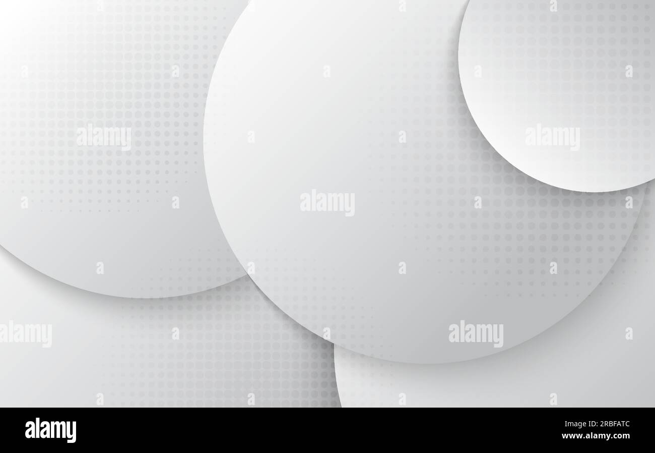Abstract white and grey gradient pattern design of circle geometric design. Overlapping with ...