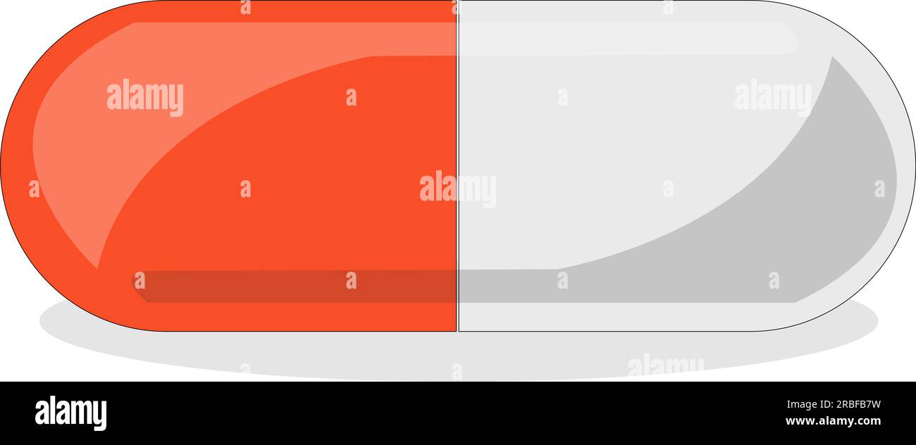 Capsule with red cap and white body isolated on white background ...