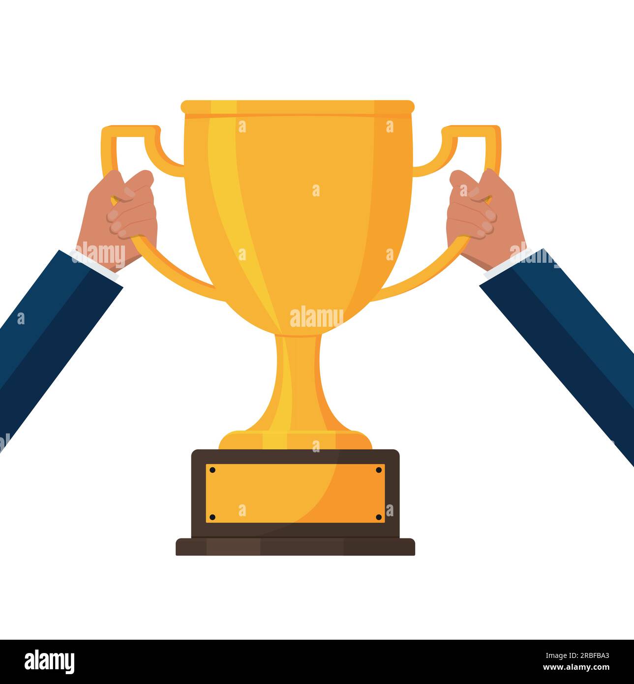 Soccer football gold trophy for winner. hands holding gold winners cup ...