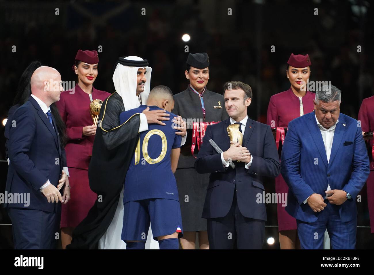 Lusail, Qatar, 18th. December 2022. Kylian Mbappe recives from Gianni ...