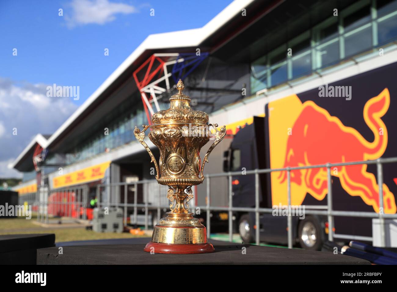A detailed view of the British Grand Prix Trophy following the British ...