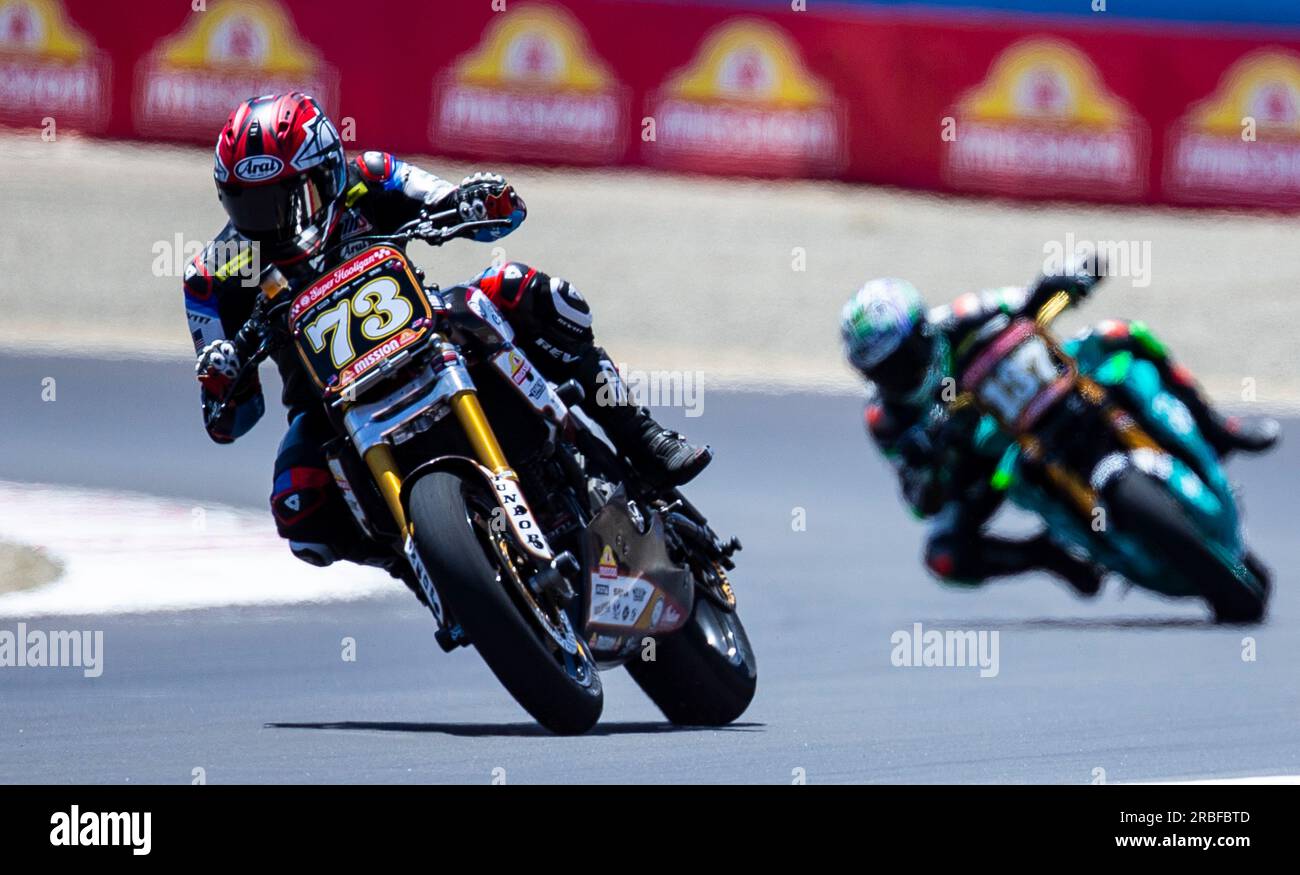 July 08 2023 Monterey, CA, U.S.A Larry Pegram(73)coming out of turn 3 ...