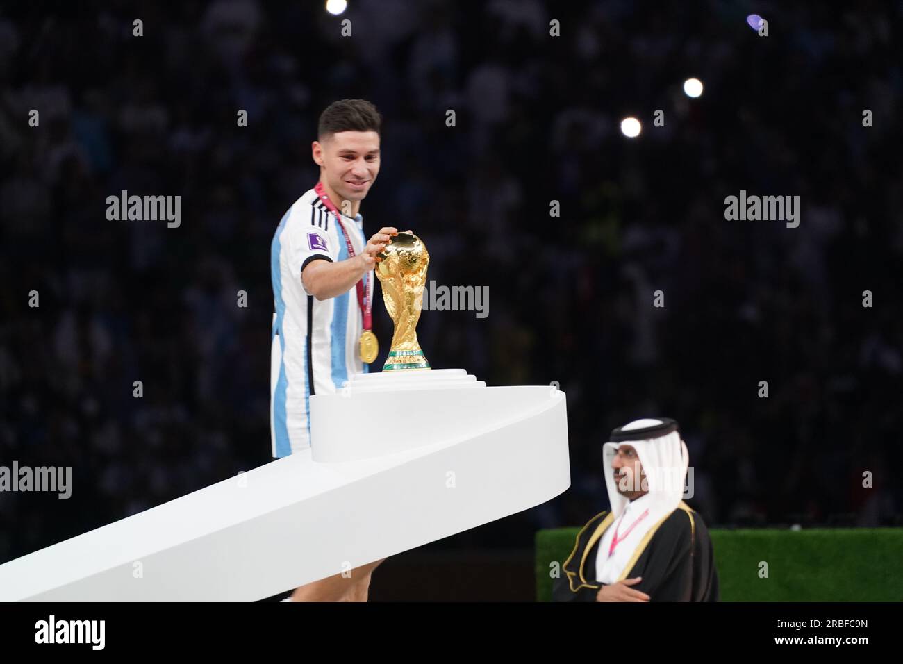 Lusail, Qatar, 18th. December 2022. Gonzalo Montiel touch the Fifa ...