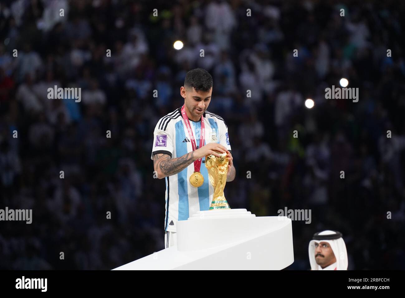 Lusail, Qatar, 18th. December 2022. Cristian Romero touch the Fifa ...