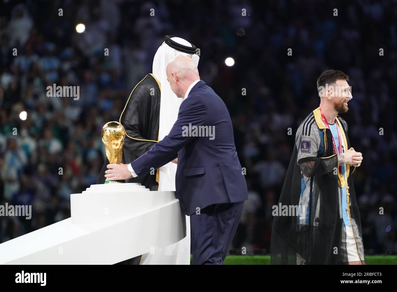 Lusail, Qatar, 18th. December 2022. Lionel Messi previous to lift the ...