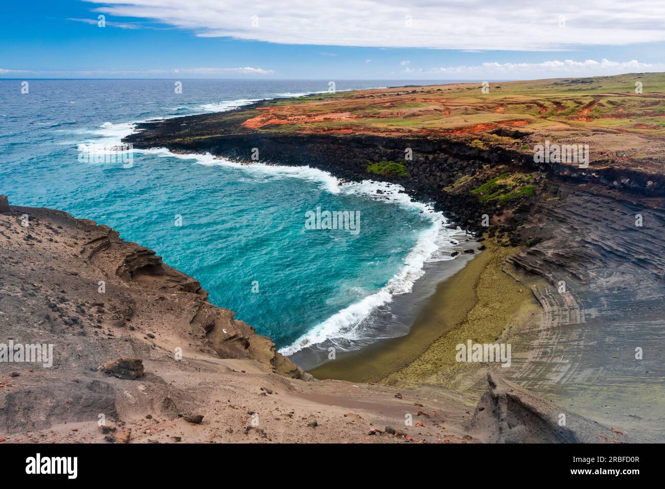 Big island green sand beach in Hawaii Stock Photo - Alamy