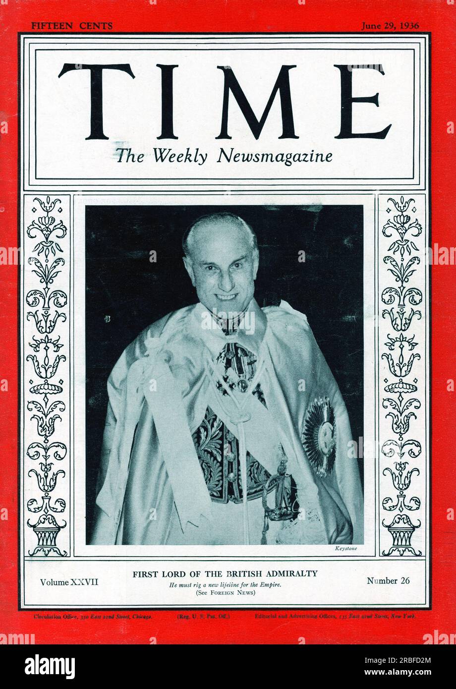 Vintage Time Magazine 29 June 1936 issue cover, USA Stock Photo - Alamy
