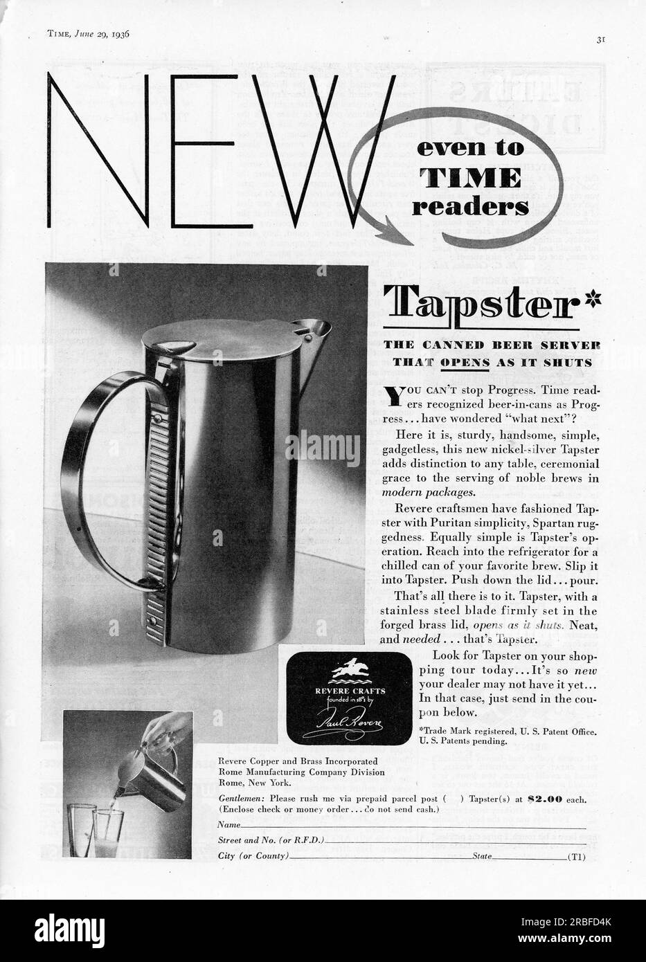Vintage Time Magazine 29 June 1936 issue advert, USA Stock Photo - Alamy