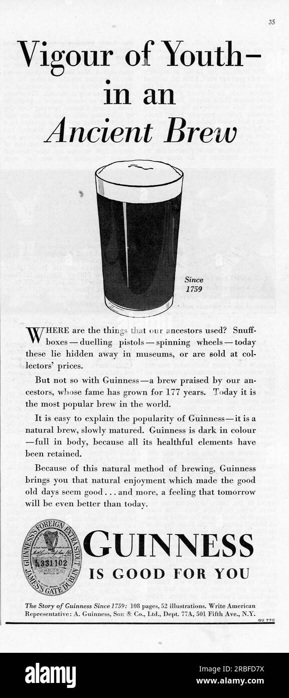 Guinness vintage ad Black and White Stock Photos & Images - Alamy