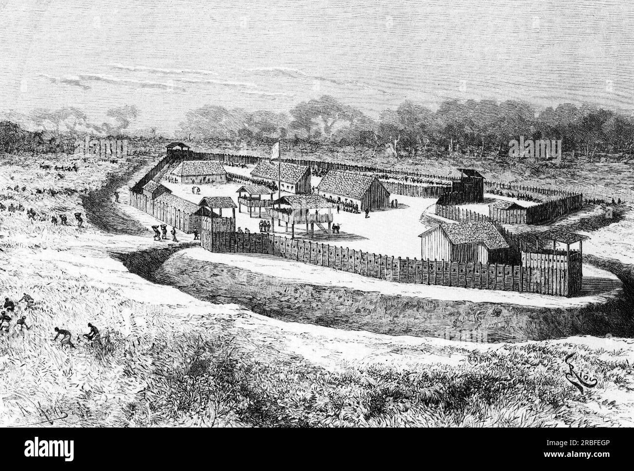 Bodo Fort, Interior and Exterior, Colonial French Africa 1890 by ...