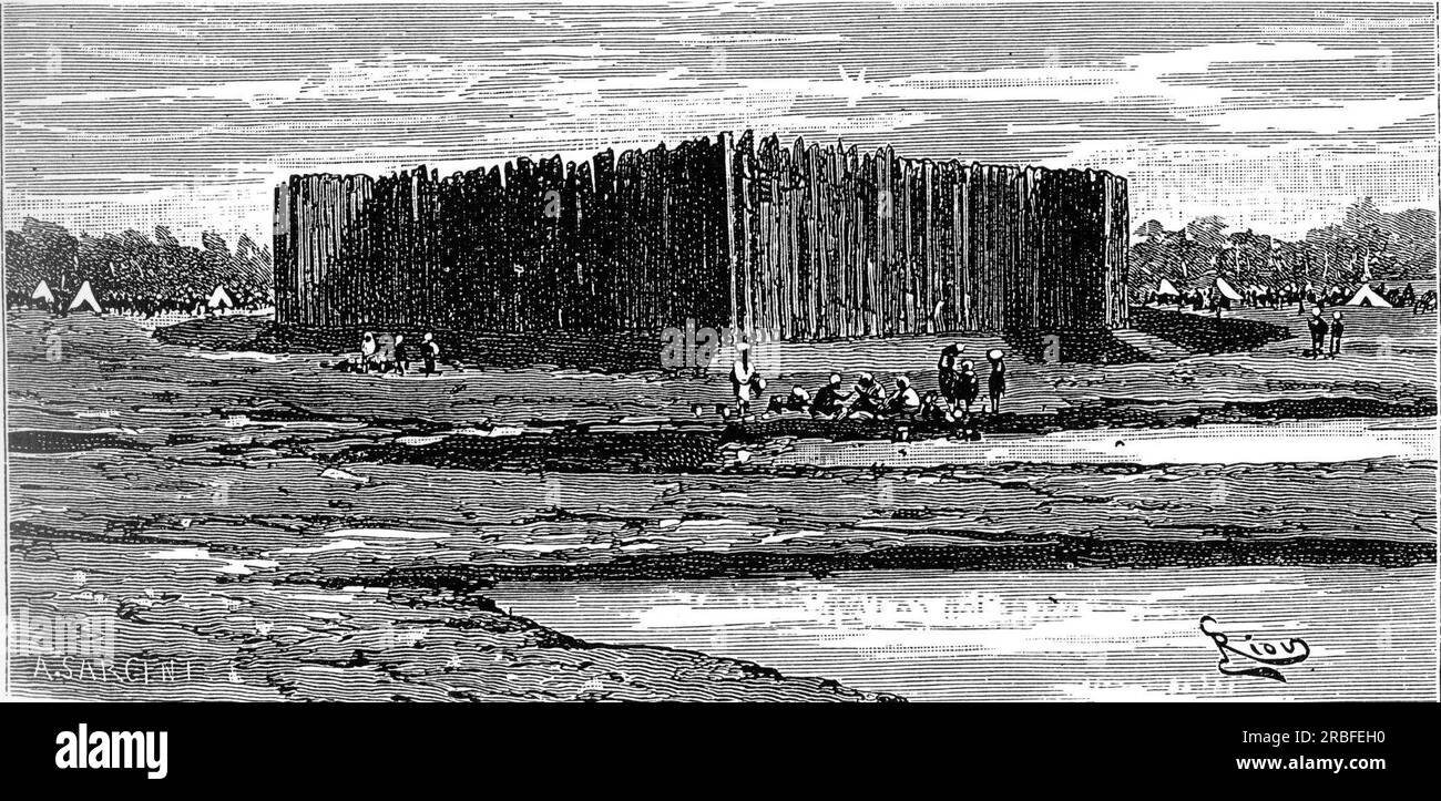 a French Trading Post in Pounégui, Colonial Africa. 1890 by Edouard ...