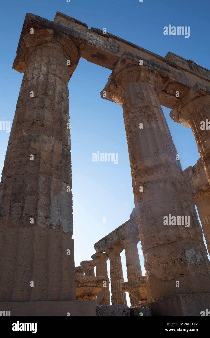 The reconstructed Temple of Hera - ruins of a Greek Temple in Selinunte ...