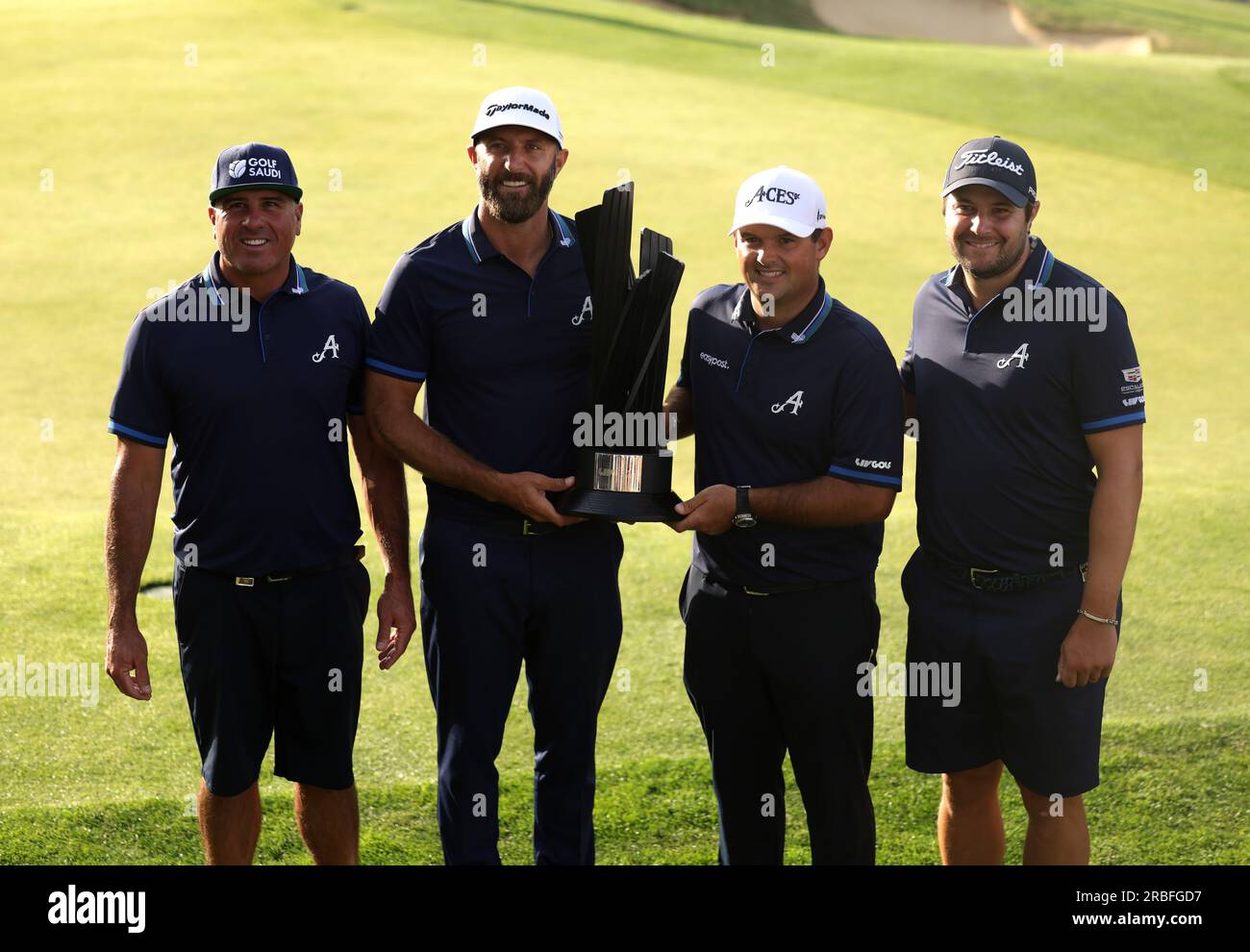 Winning team 4Aces GC's Patrick Reed, Dustin Johnson, Patrick Perez and ...