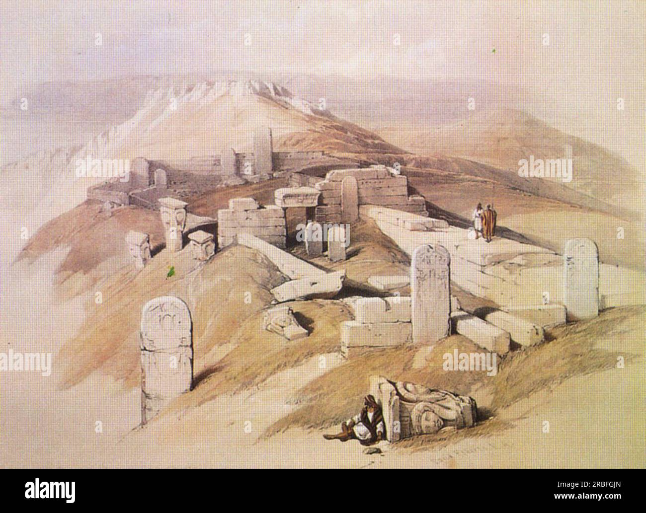 An Ancient Egyptian Temple, on Gebel Garaba by David Roberts Stock ...