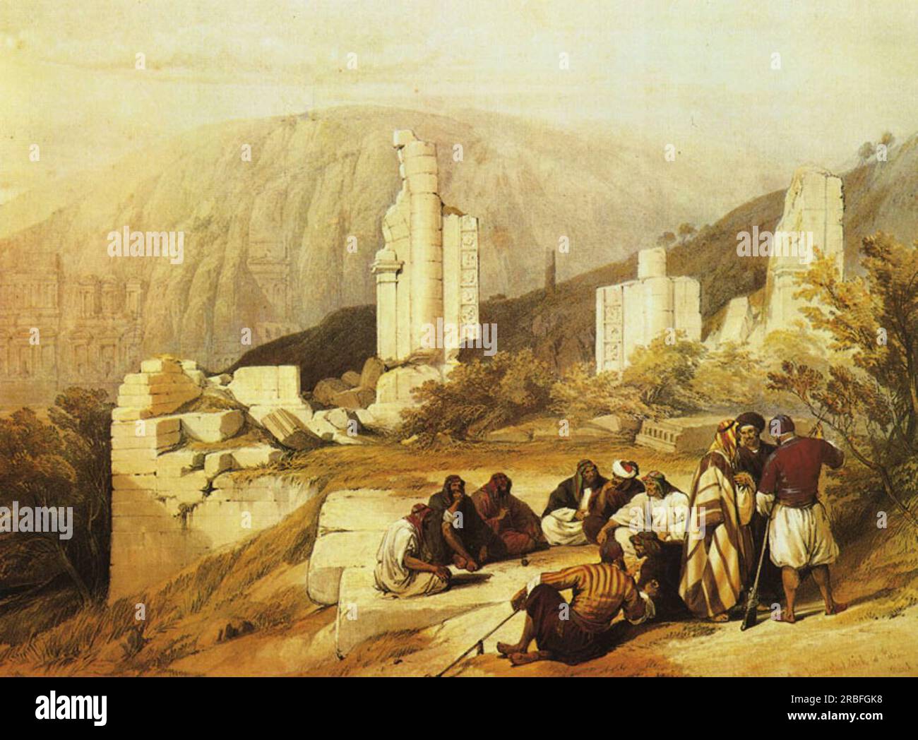 Petra. Ruins of a Triumphal Arch by David Roberts Stock Photo - Alamy