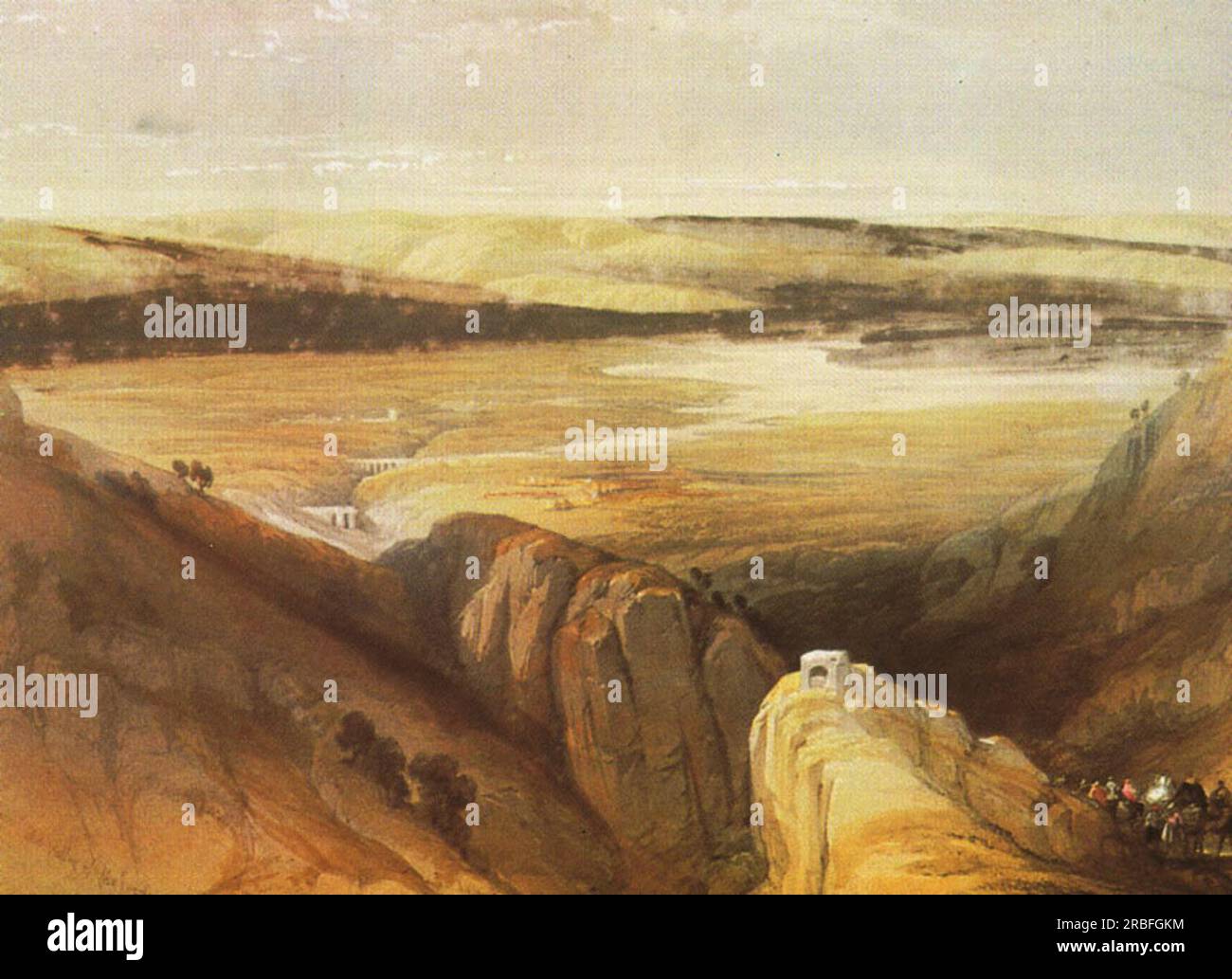 Descent to the Valley of the Jordan by David Roberts Stock Photo - Alamy