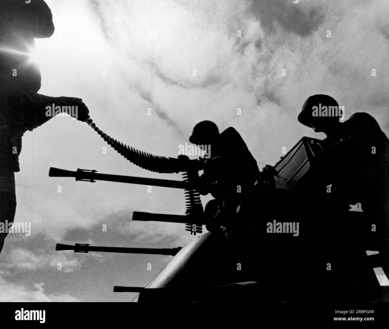 Vietnam: c. 1967 United States Army soldiers loading ammunition Stock ...