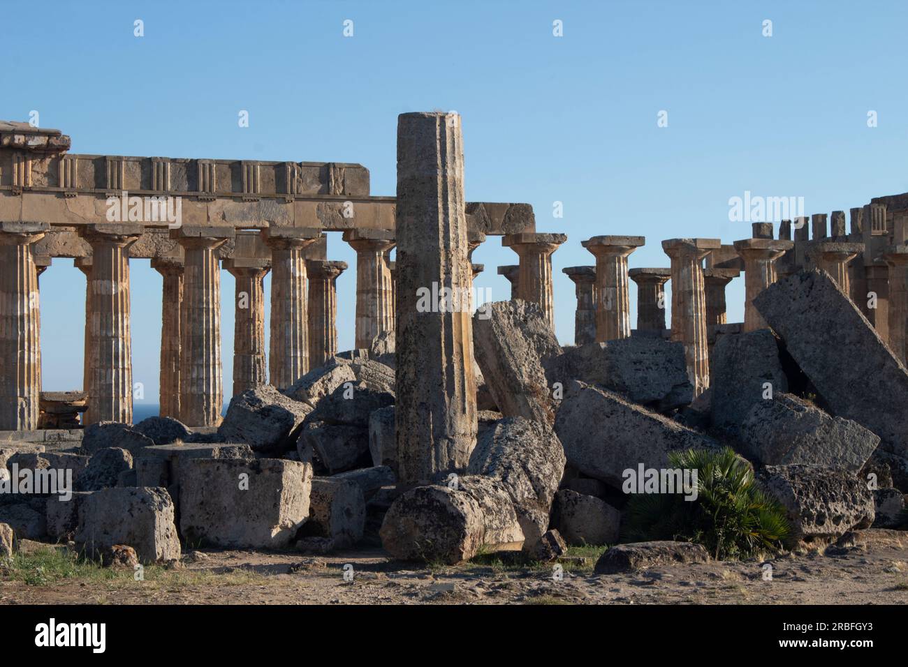 The reconstructed Temple of Hera - ruins of a Greek Temple in Selinunte ...