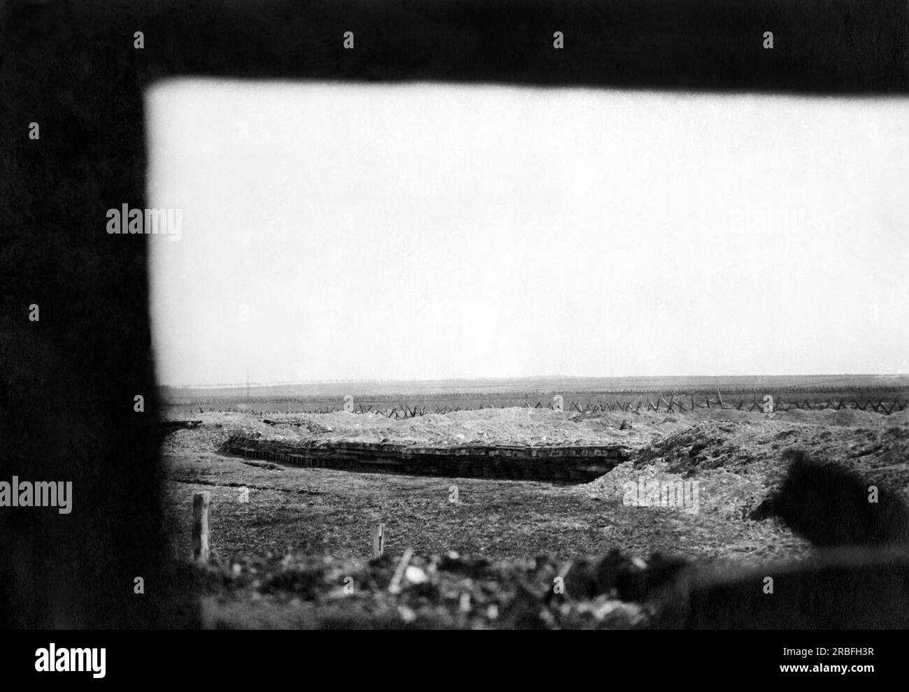 France: c. 1916 The German lines and trenches as seen through a ...