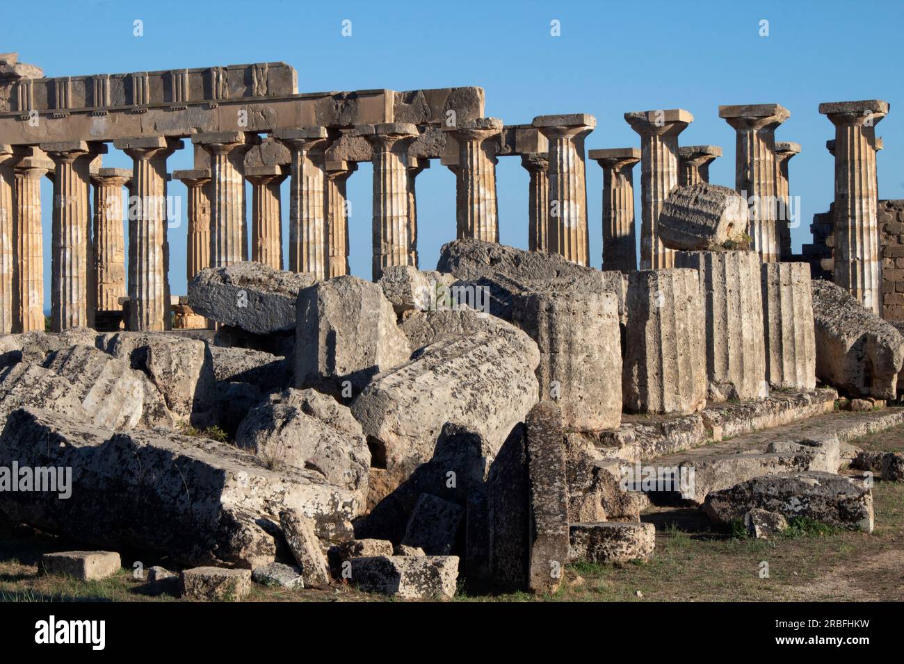 The reconstructed Temple of Hera - ruins of a Greek Temple in Selinunte ...