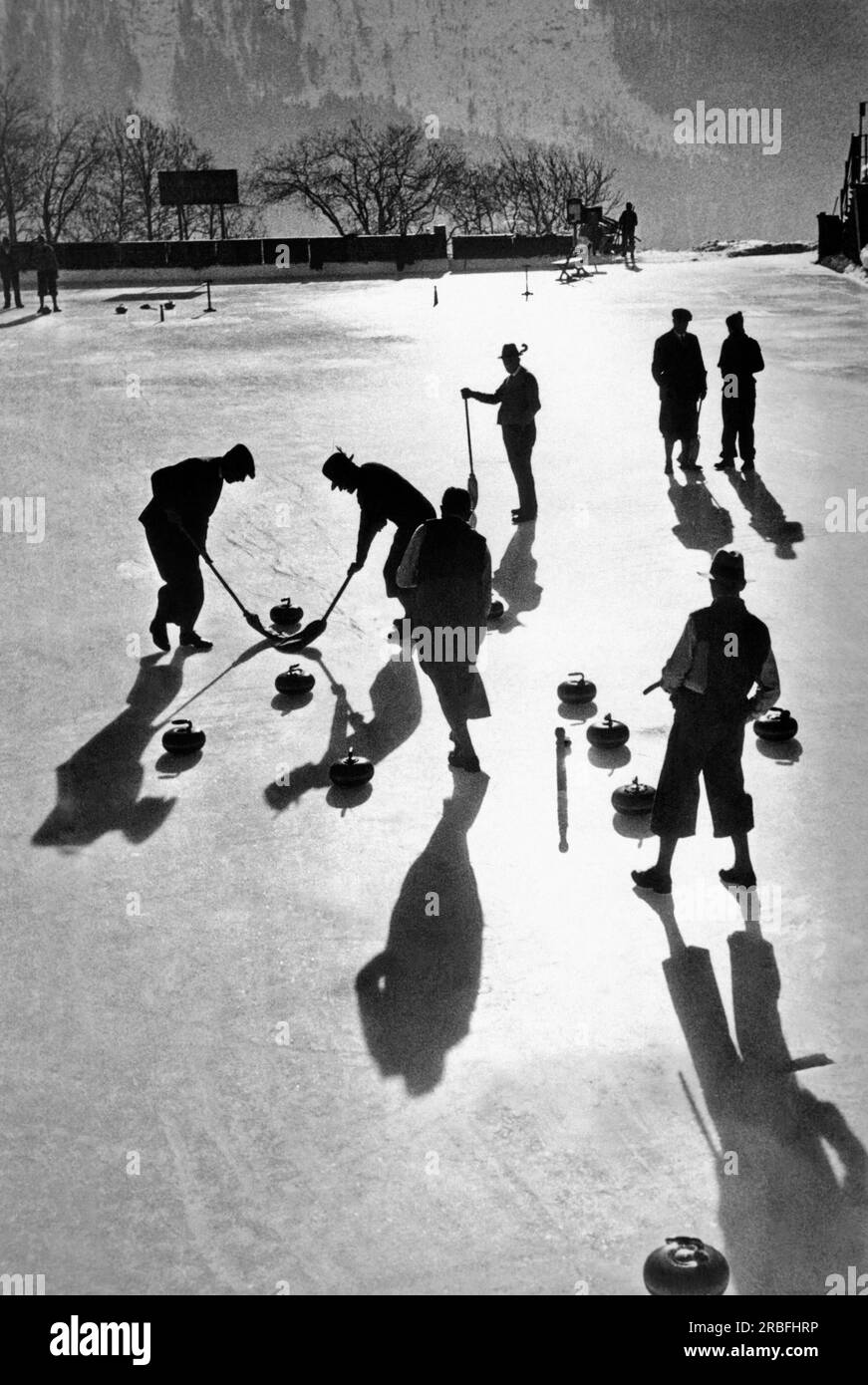 St. Moritz, Switzerland: December 17, 1936 Curling is a very popular ...