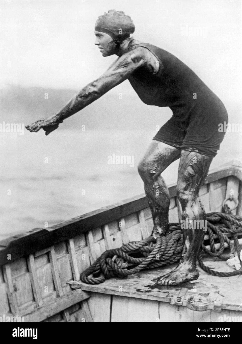 Dover, England: August 28, 1926 Mrs. Clemington Corson as she prepares ...