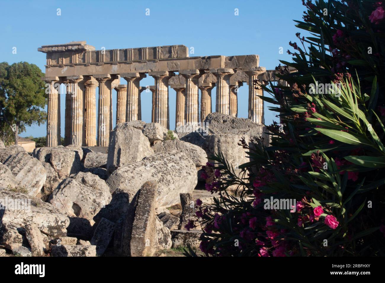 The reconstructed Temple of Hera - ruins of a Greek Temple in Selinunte ...
