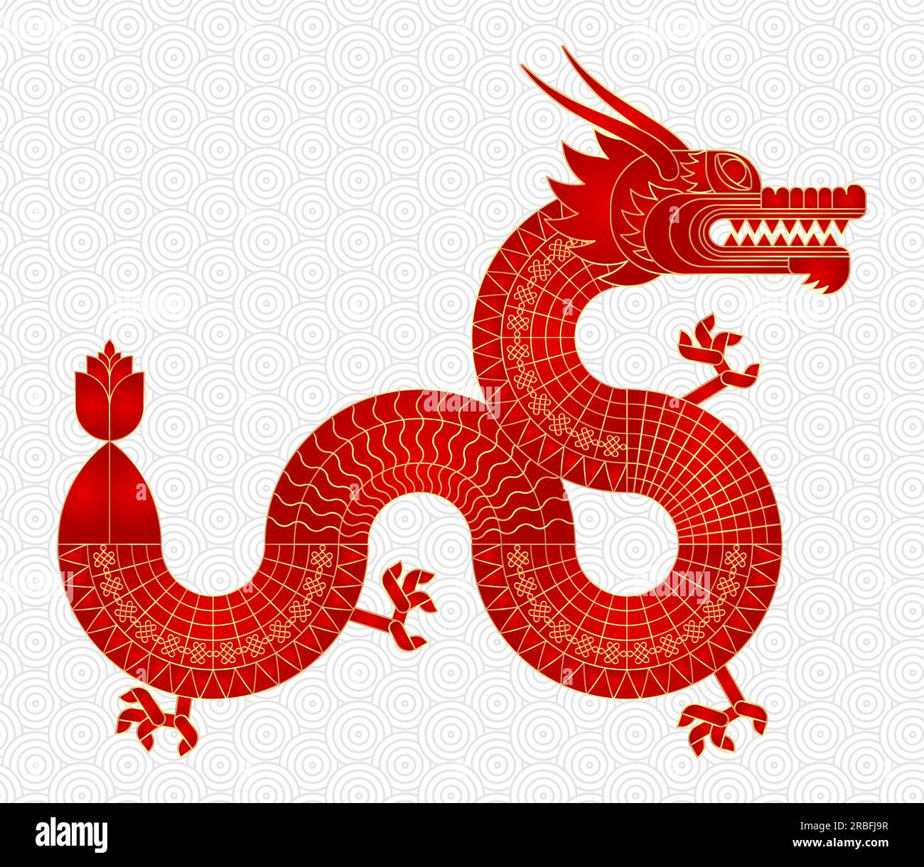 Geometric chinese dragon. Luxury red gold abstract zodiac animal Stock ...