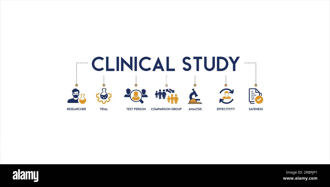 Clinical study banner web icon vector illustration concept for clinical ...