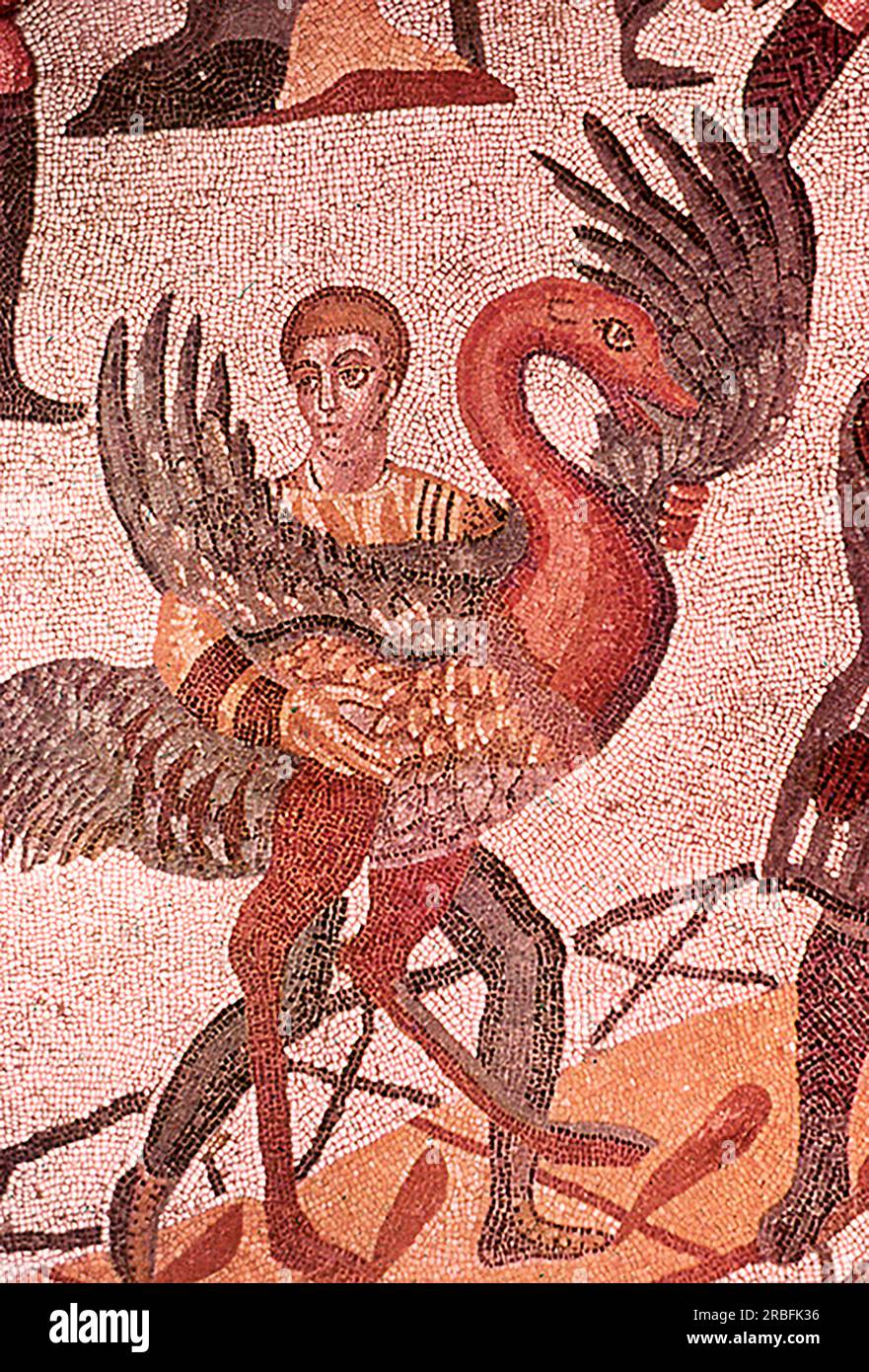 This photo of a mosaic showing the Great Hunt (scene of embarking) was ...