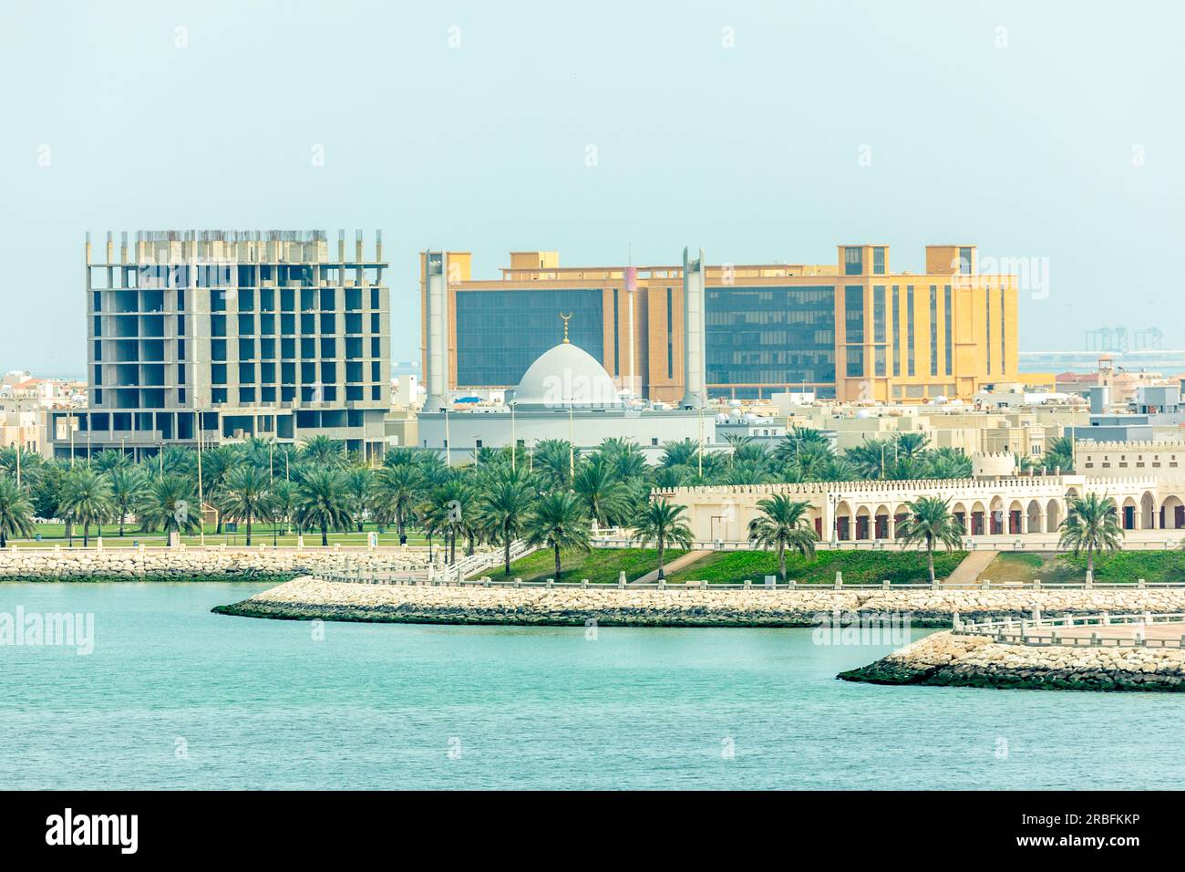 Dammam coastline downtown panorama view from Murjan island, Saudi ...
