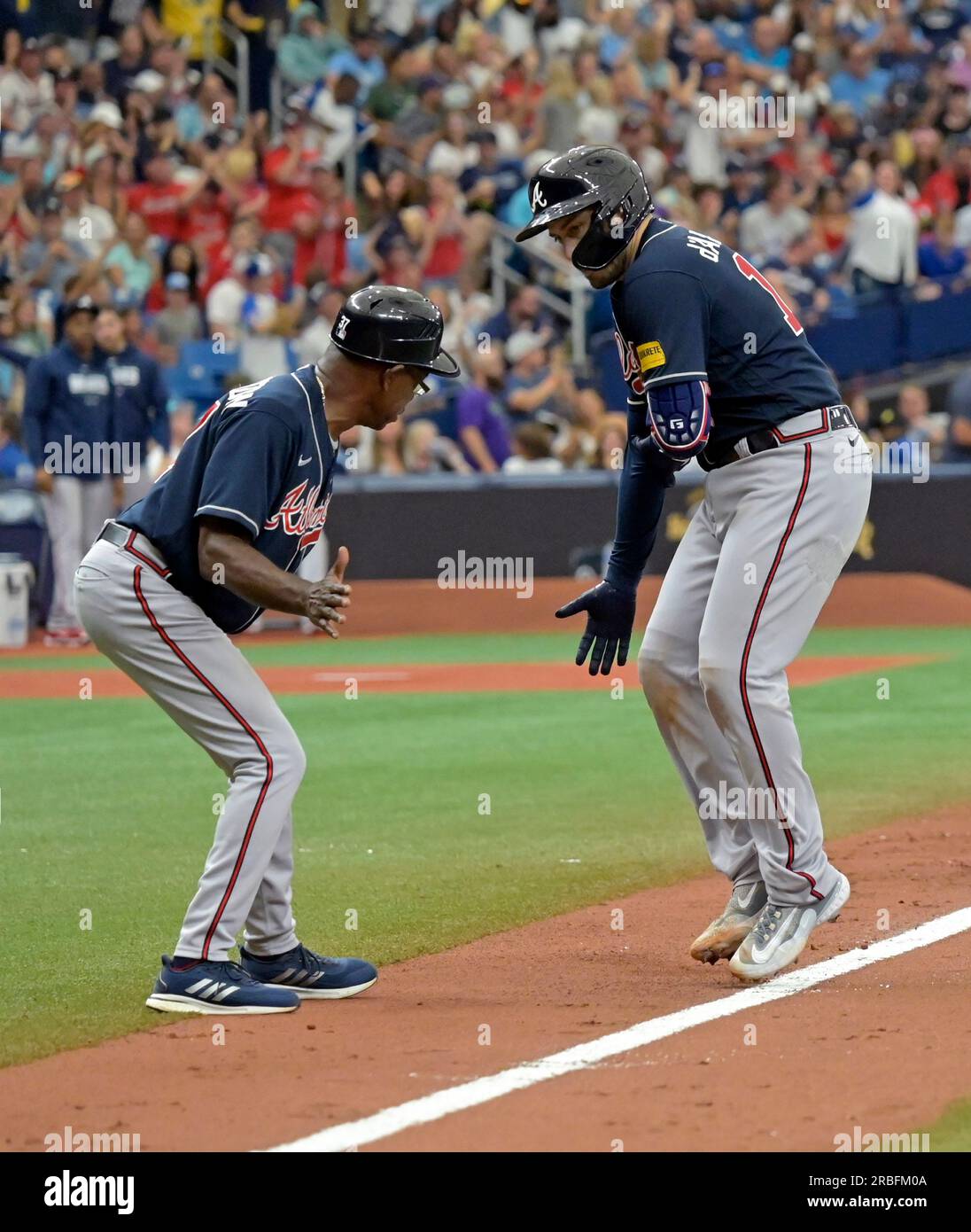 Tampa, United States. 09th July, 2023. Atlanta Braves third base coach ...