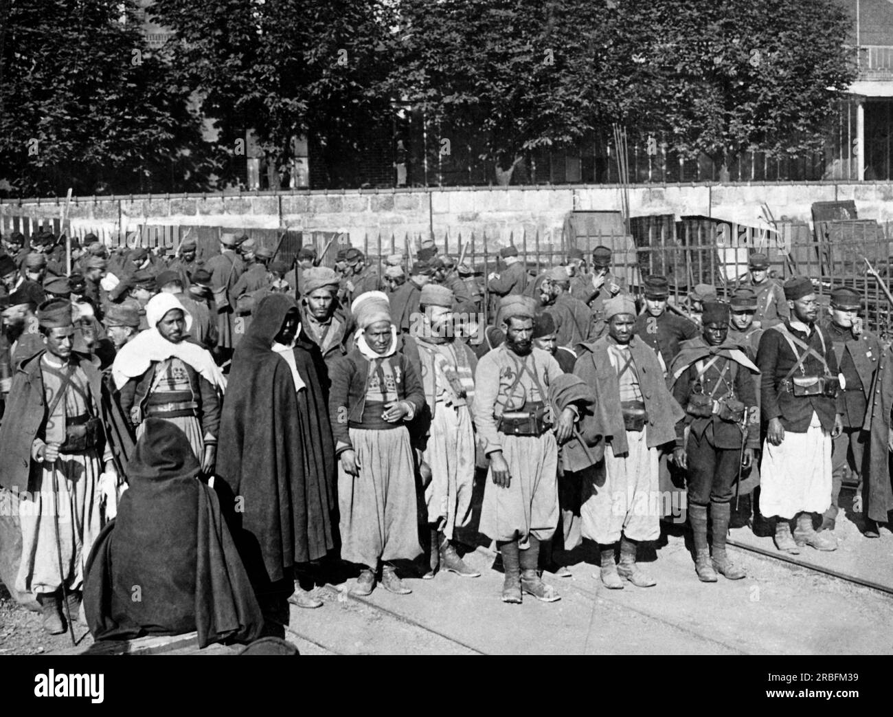 France: c. 1914 Wounded French colonial troops at the Battle of Aisne ...