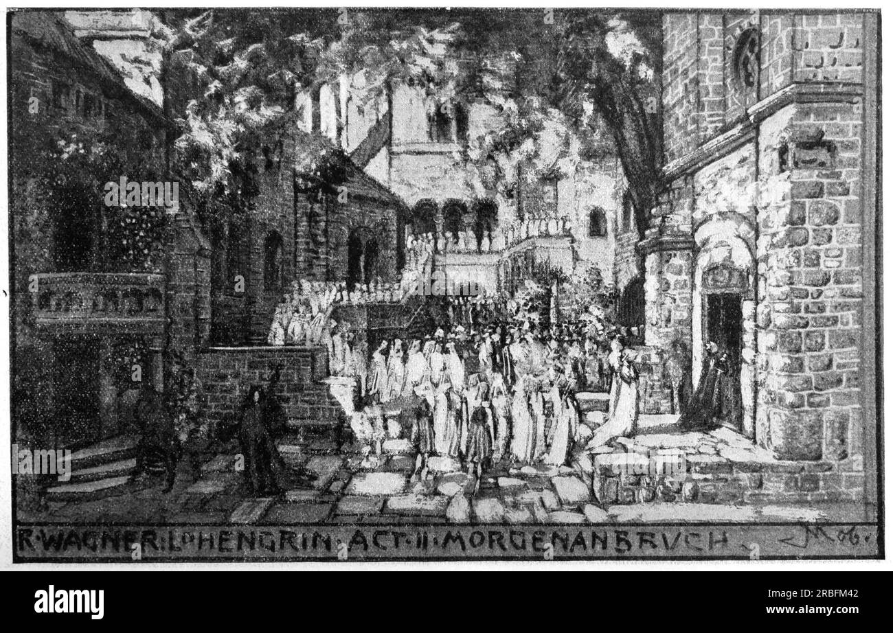 Stage design for Richard Wagner's opera "lohengrin", Act 2, dawn 1905 ...