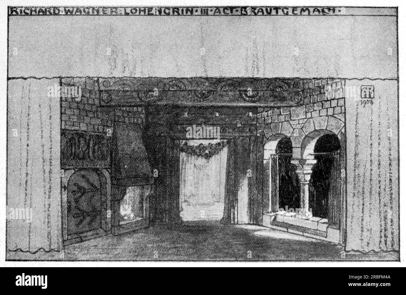 Stage design for Richard Wagner's opera "lohengrin", Act 3, Bridal ...