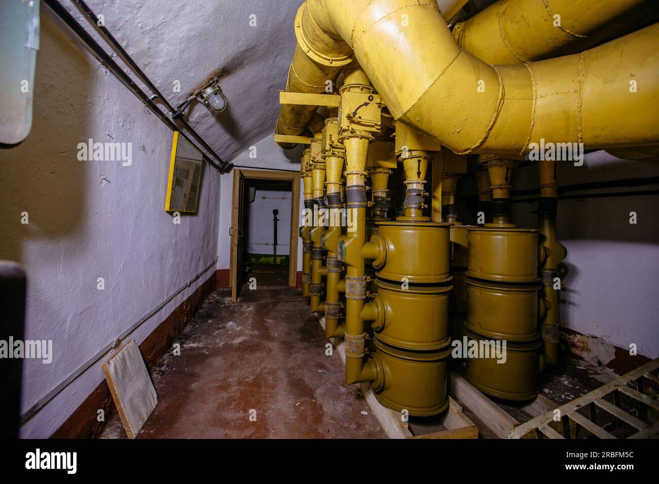Old rusty air filtration and ventilation system in abandoned Soviet ...