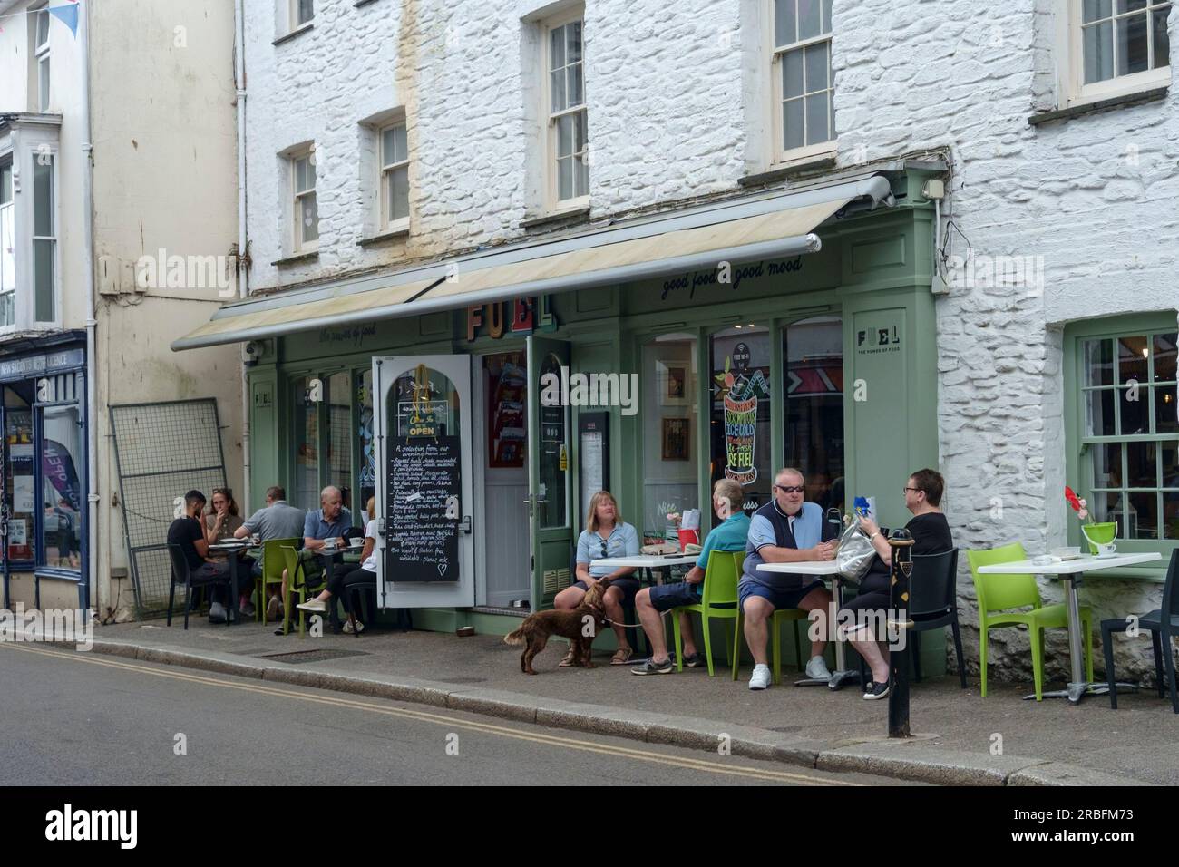 Around Falmouth, a popular town in Cornwall UK. Pavement dining at Fuel ...