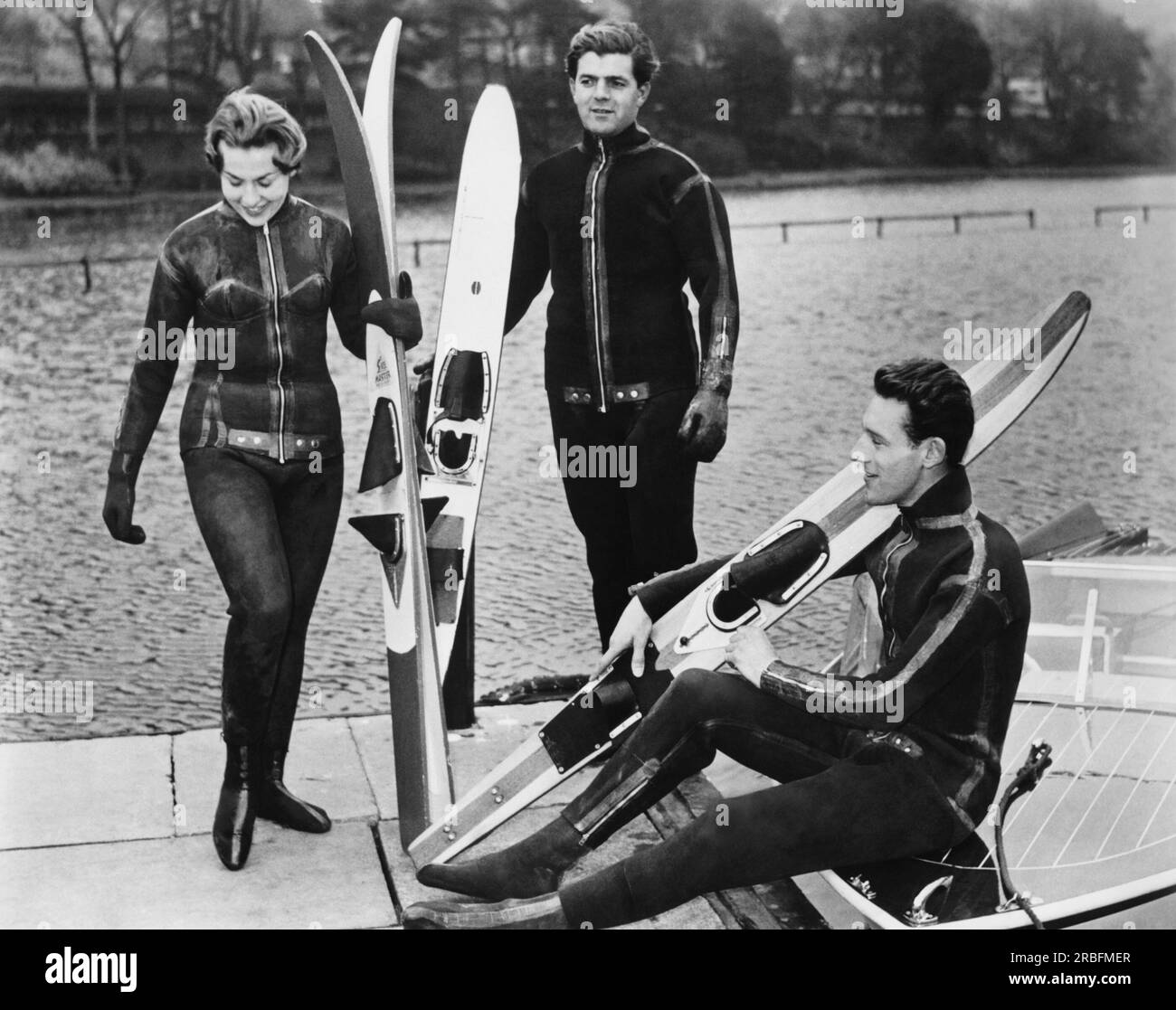 Scarborough England June 1960 Members Of The Yorkshire Water Ski Club Wearing Their Winter