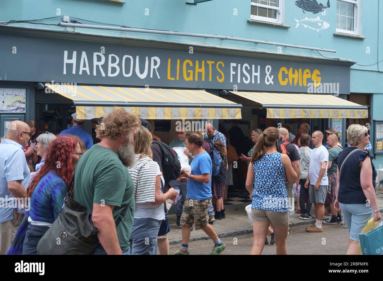 Around Falmouth a coastol town and port in cornwall, UK People outside ...