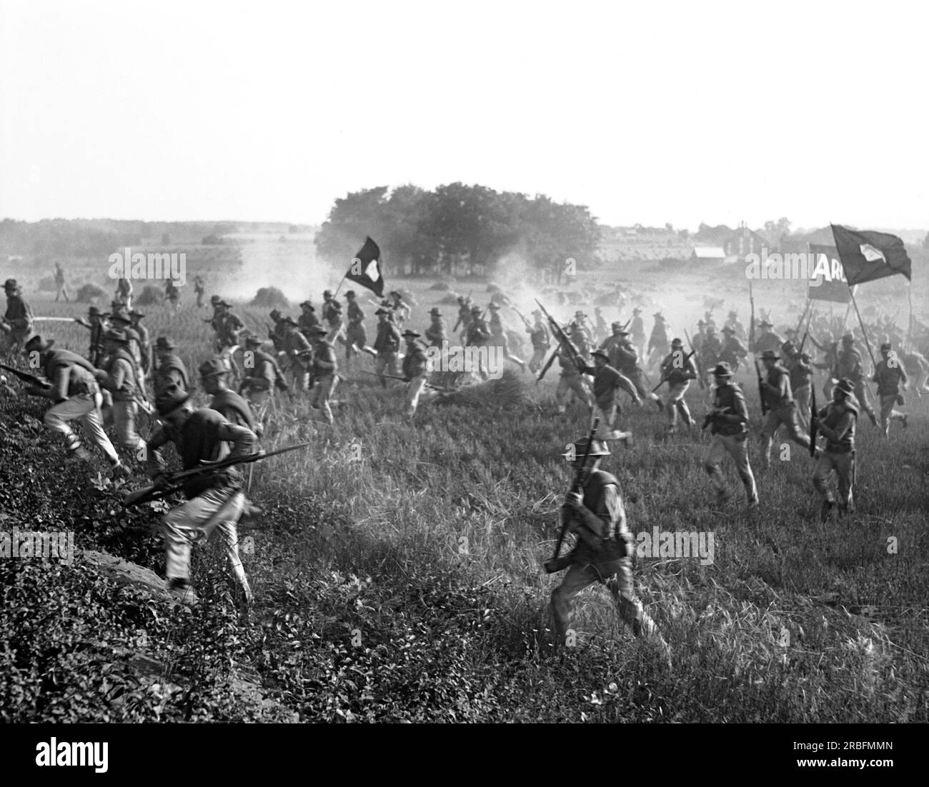 Gettysburg. Pennsylvania: July, 1922 Marines during an reenactment of Pickett's Charge at the ...
