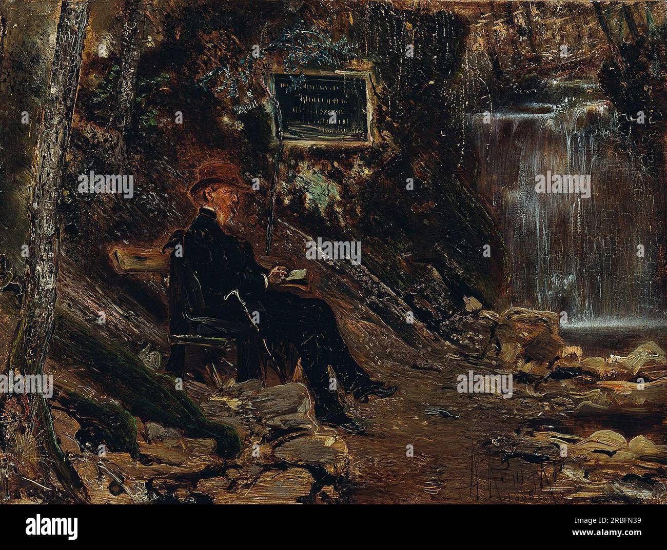 The writer Hermann Rollett at the waterfall 1885 by Anton Romako Stock ...