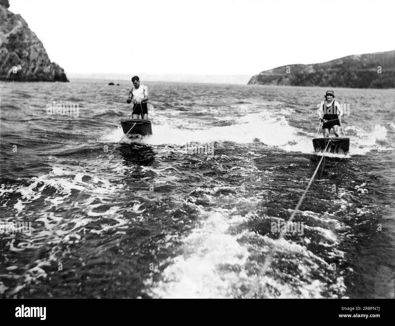 San Francisco, California: August 24, 1923. A couple brave the chilly ...