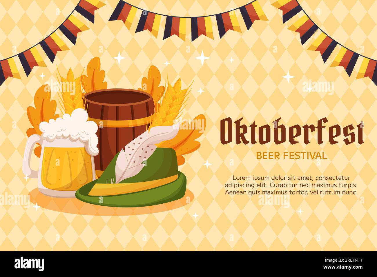 Oktoberfest German beer festival background. Design with Tyrolean hat ...